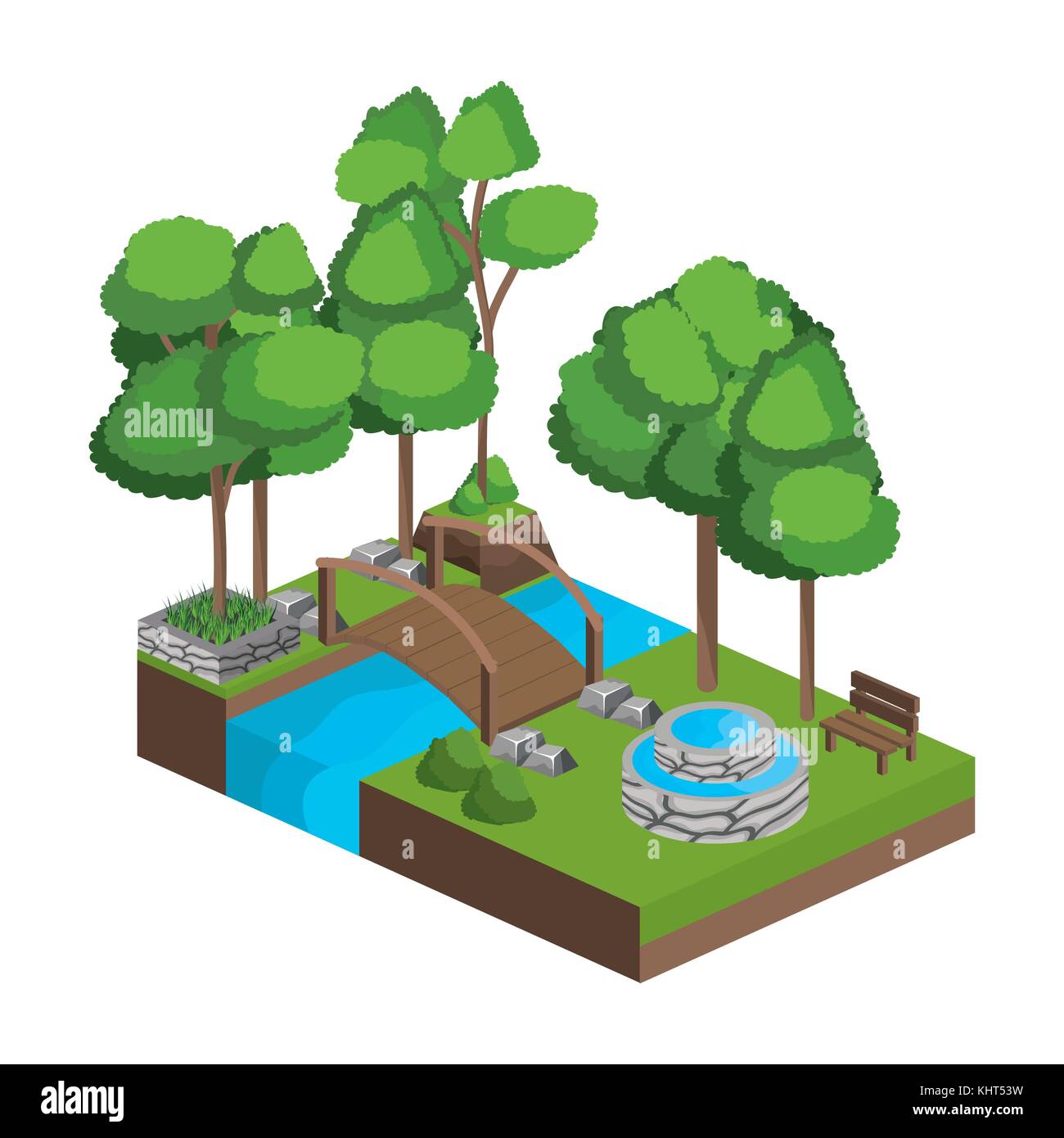 Isometric trees and river design Stock Vector Image & Art - Alamy