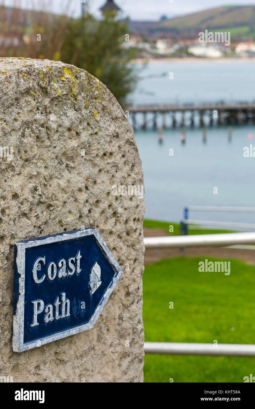 Coast Path sign at Swanage, Dorset UK in November Stock Photo - Alamy