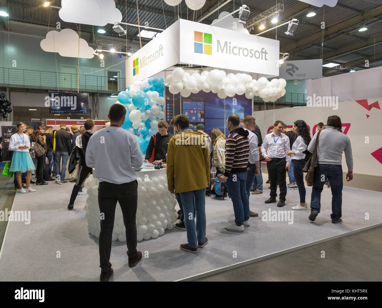 KIEV, UKRAINE - OCTOBER 07, 2017: People visit Microsoft, American ...