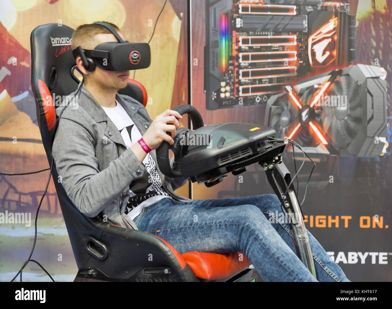 KIEV, UKRAINE - OCTOBER 07, 2017: People visit Asus, a Taiwan based ...