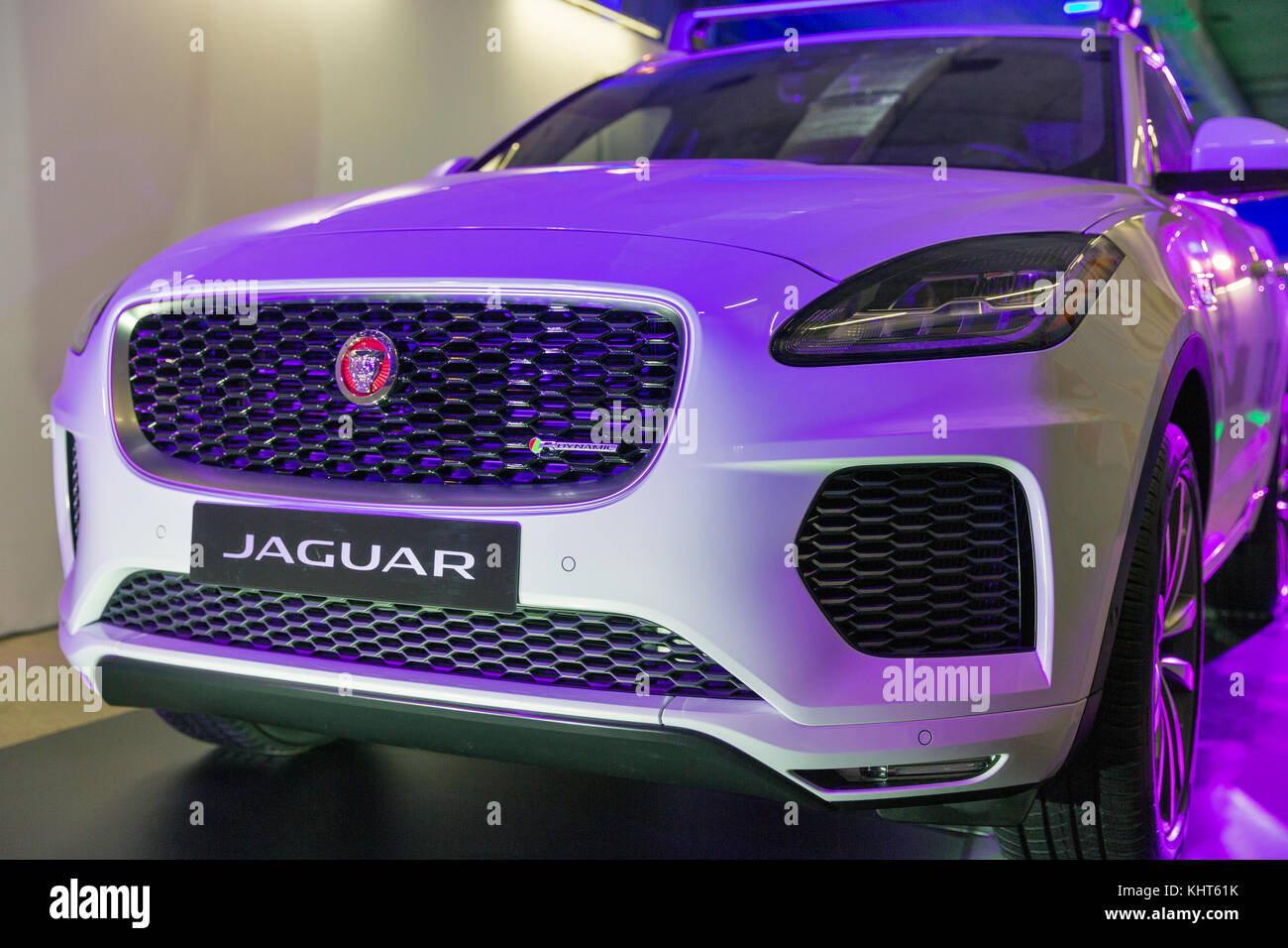 KIEV, UKRAINE - OCTOBER 27, 2017: White modern Jaguar E-PACE P300 on ...