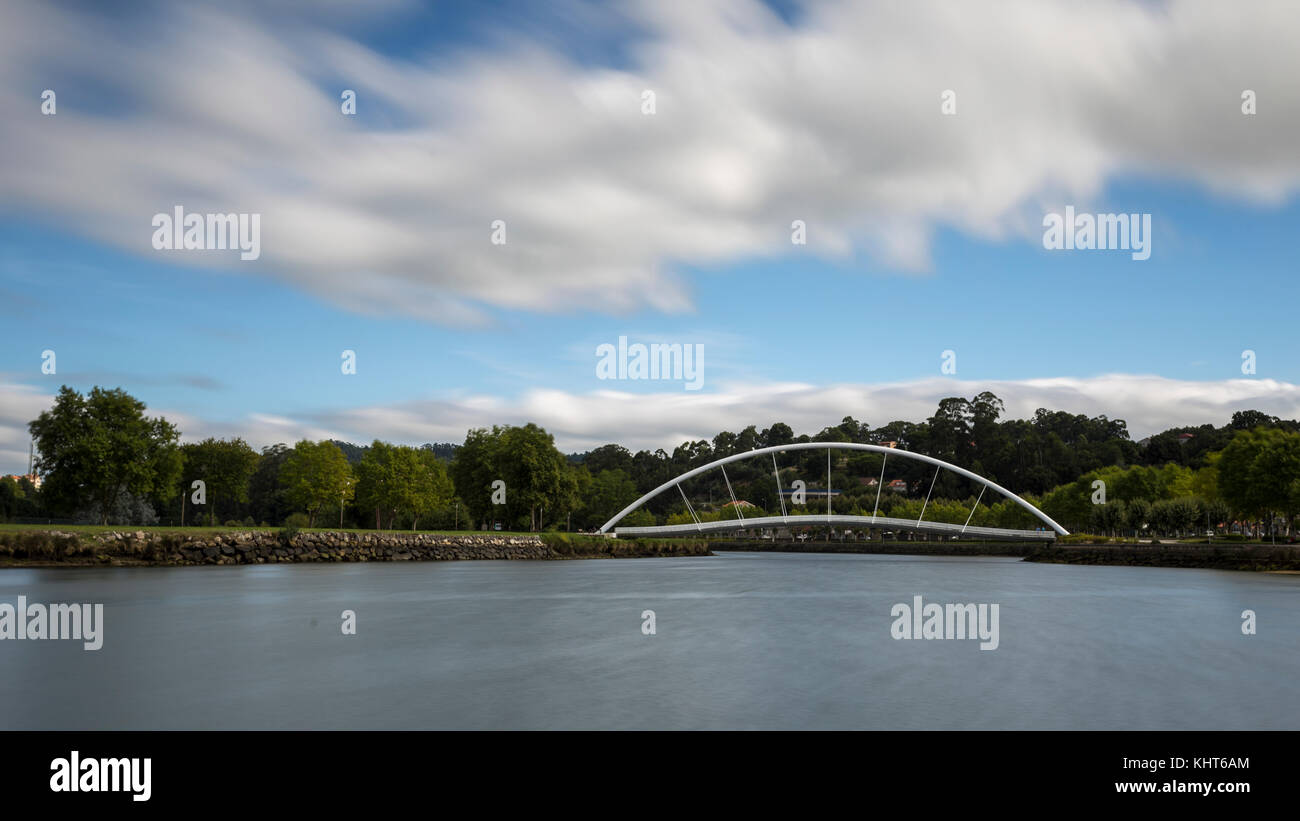 modern bridge over river in galicia Stock Photo - Alamy