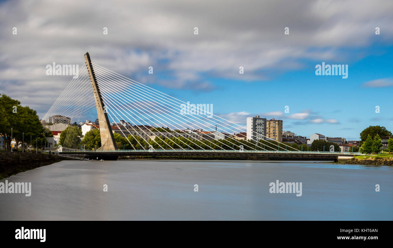 modern bridge over river in galicia Stock Photo - Alamy