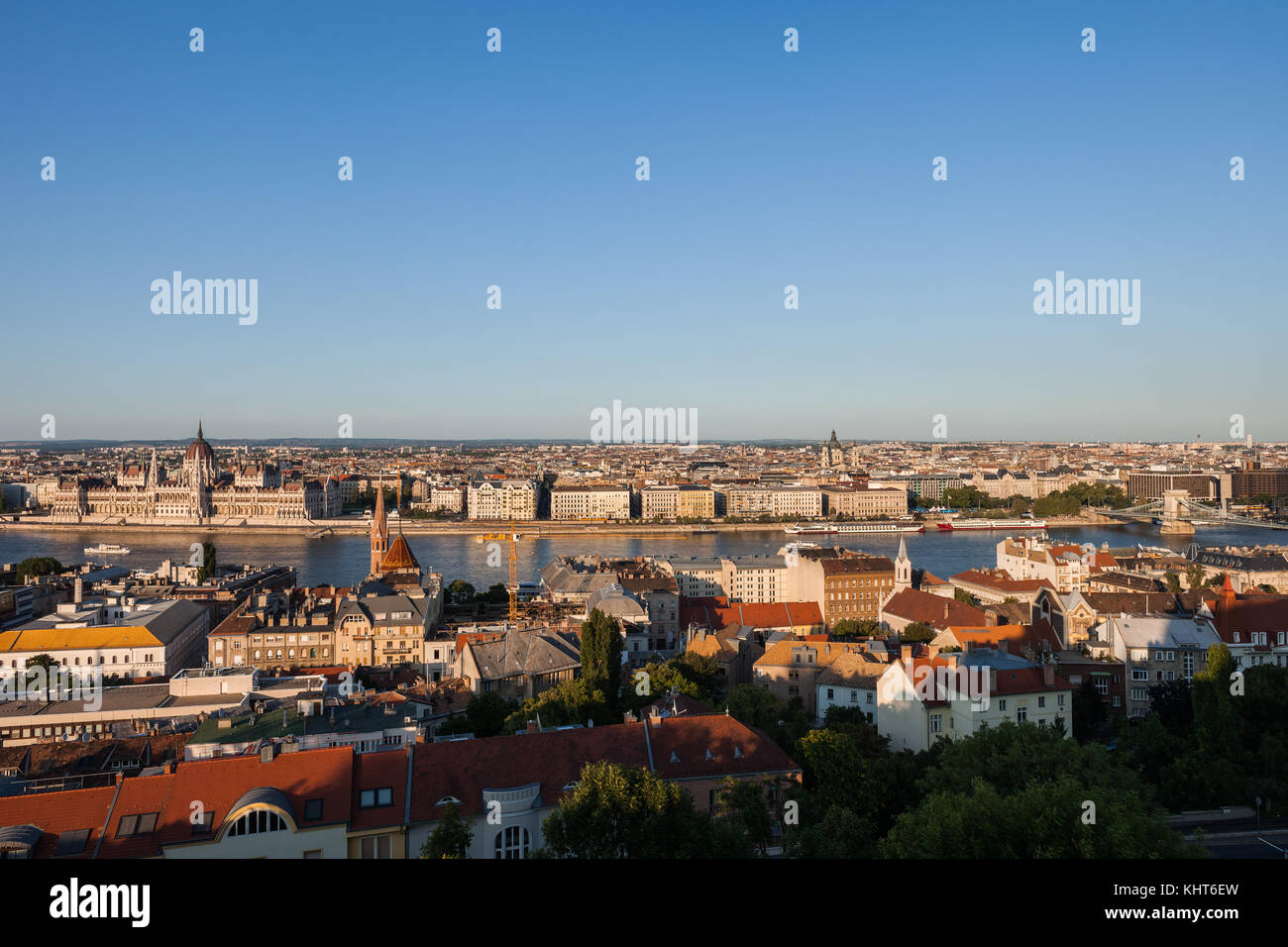 Hungary, Budapest, capital city skyline at sunset, view from Buda to ...