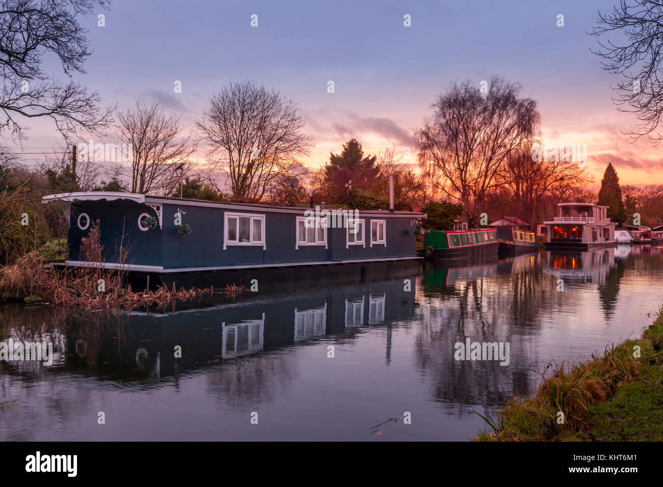 At the Erewash Canal, in Trent river, Long Eaton, Nottingham, England ...