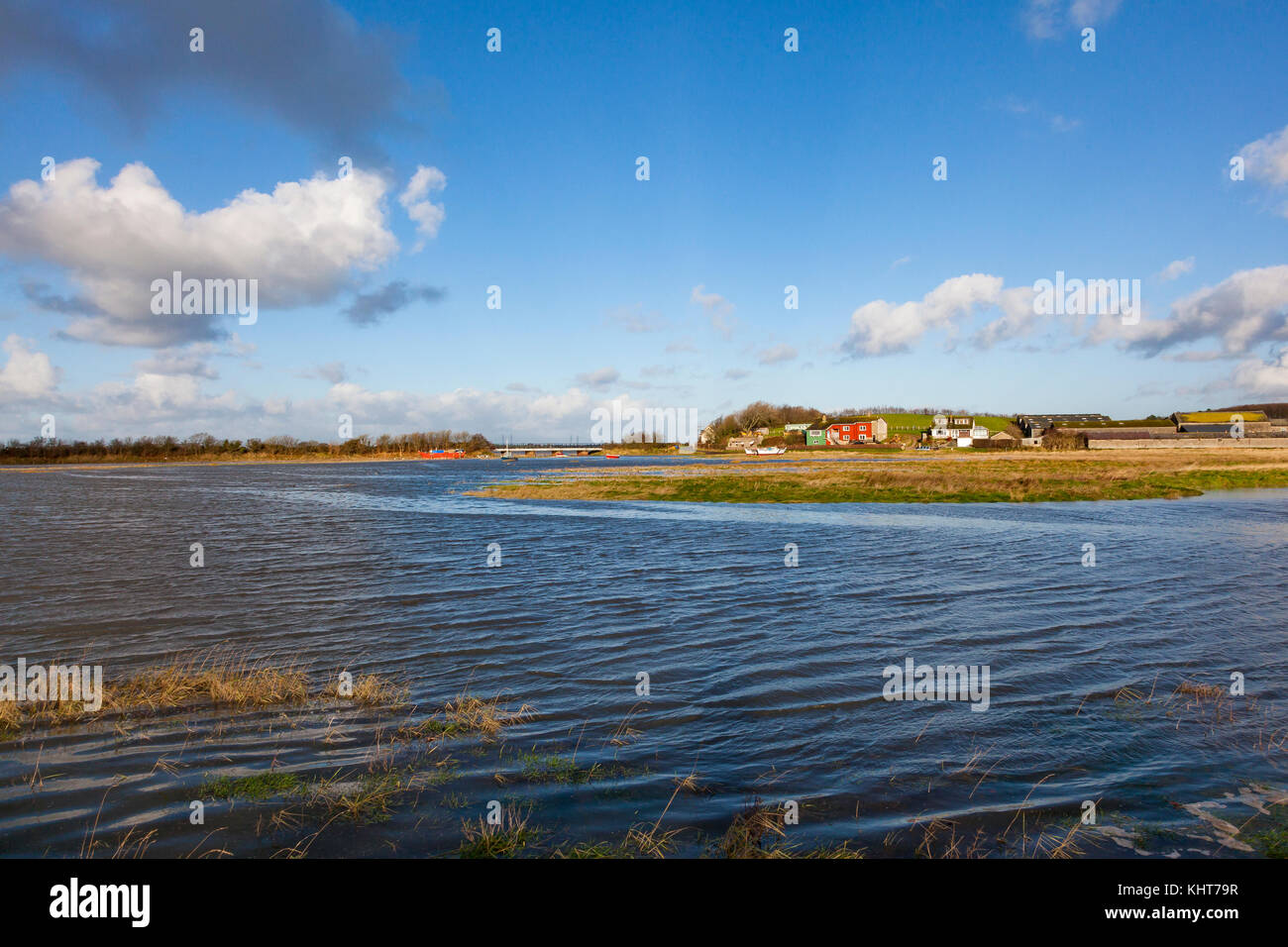 A view across an inlet off the River Lune to Conder Green, Lancashire ...