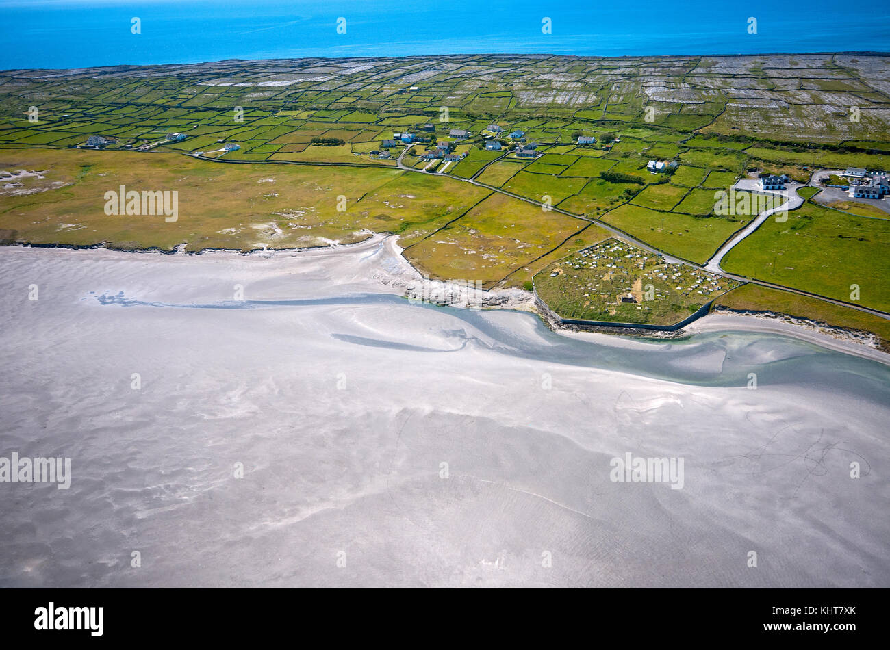 Aerial view of Inishmore Island with low tide, Aran Islands, County ...