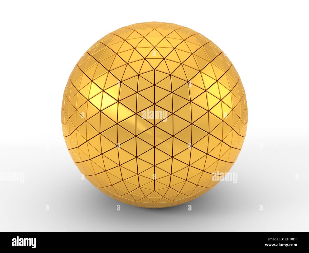triangle plated golden sphere. 3d illustration, suitable for technology ...