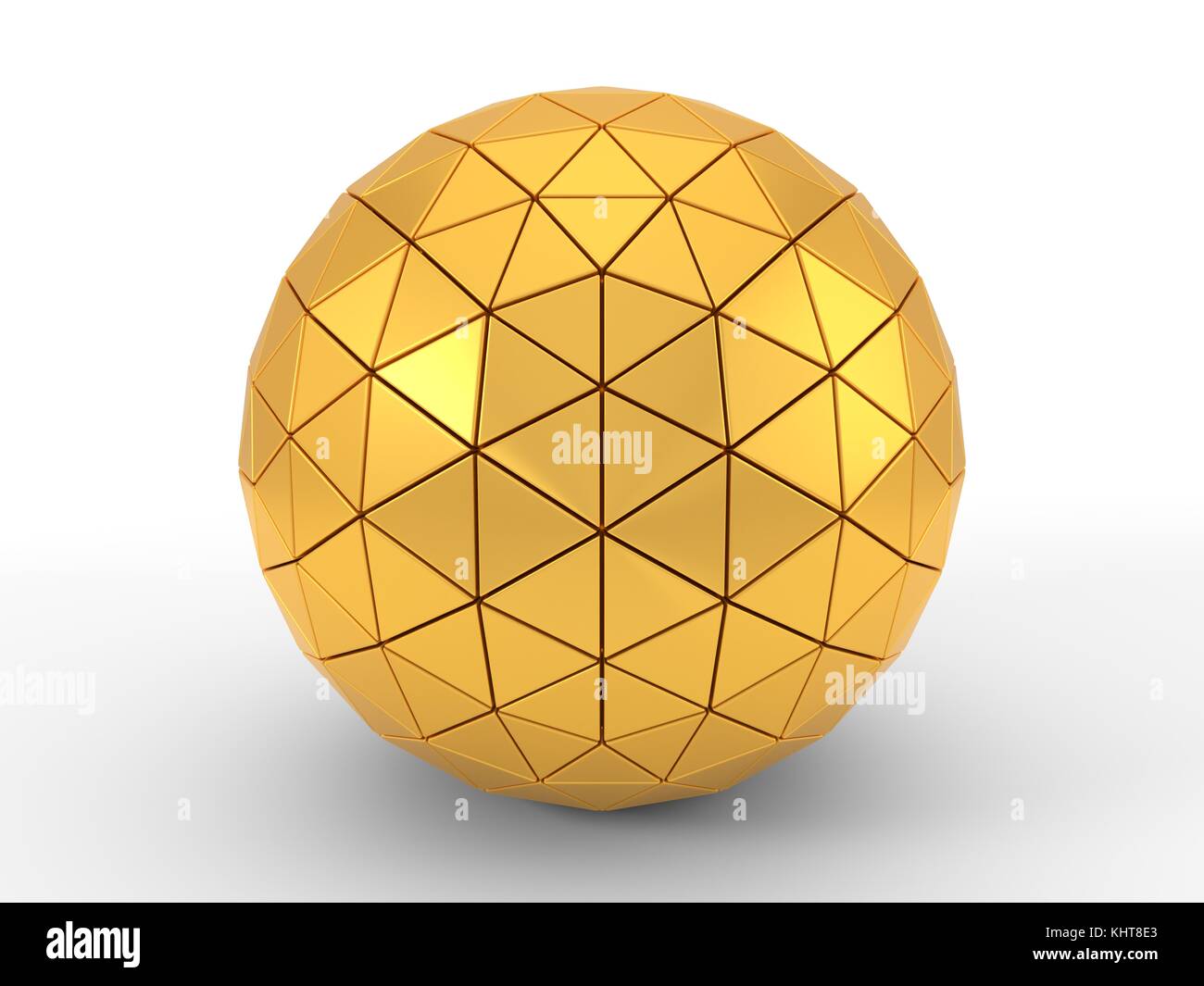 triangle plated golden sphere. 3d illustration, suitable for technology ...
