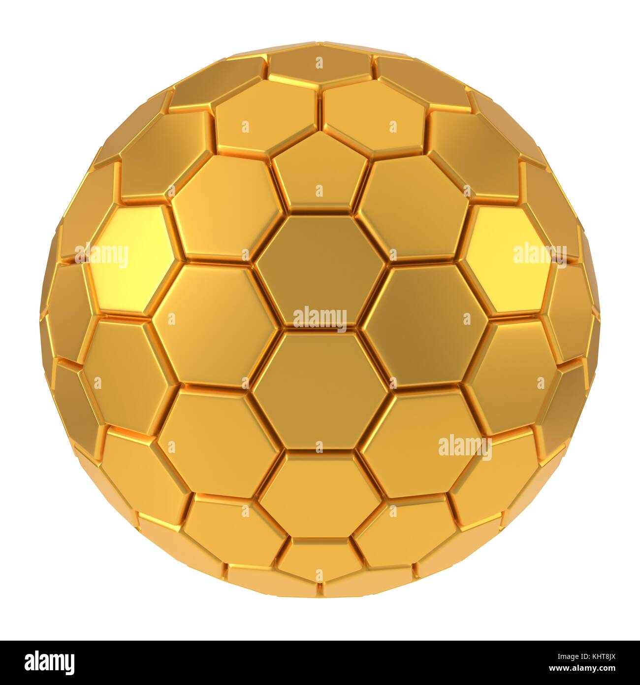 hexagon plated golden sphere. 3d illustration, suitable for technology ...
