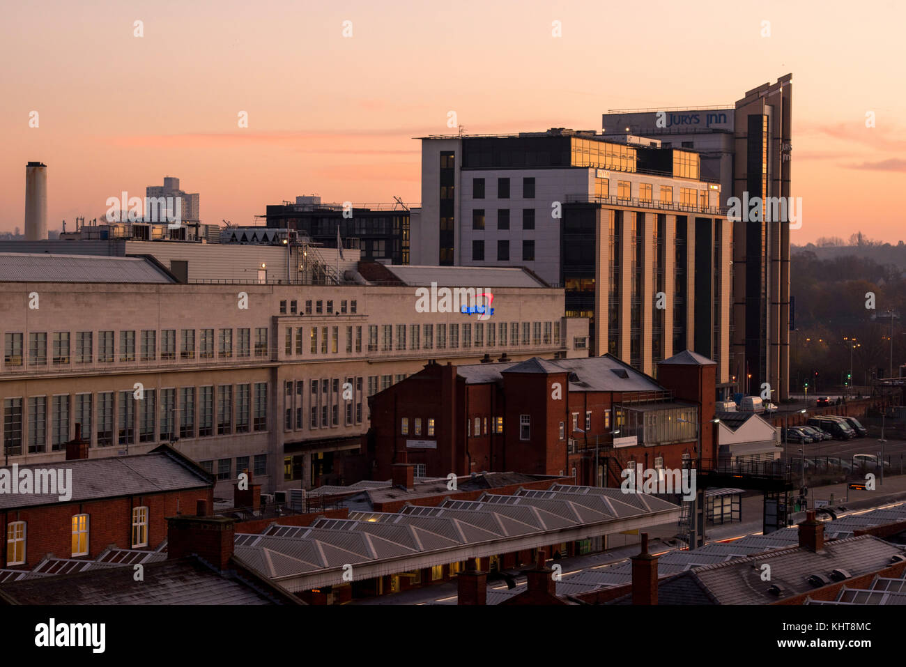 Sunrise over Station Street in the City of Nottingham, Nottinghamshire ...