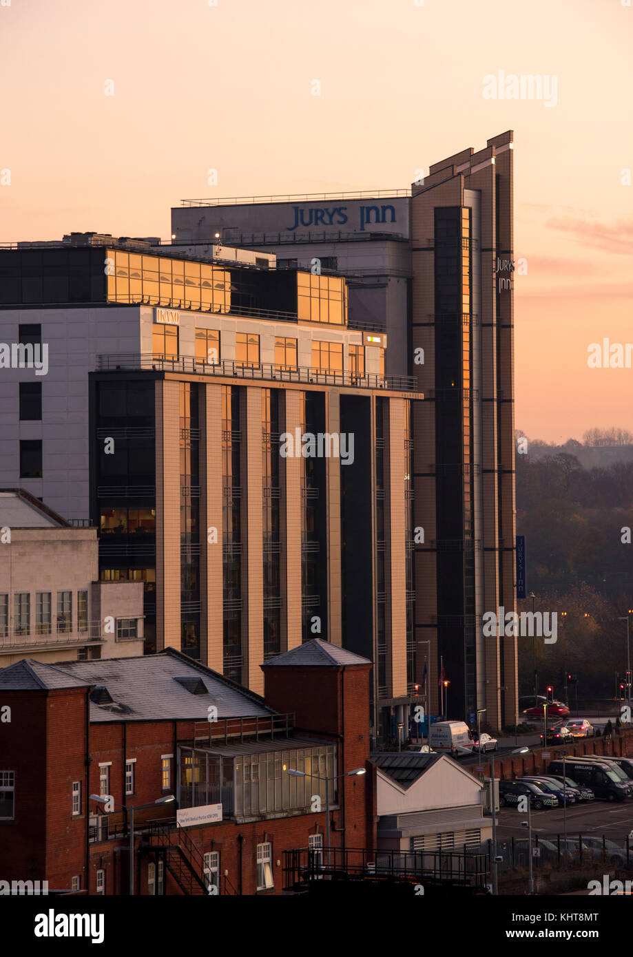Sunrise over Station Street in the City of Nottingham, Nottinghamshire ...