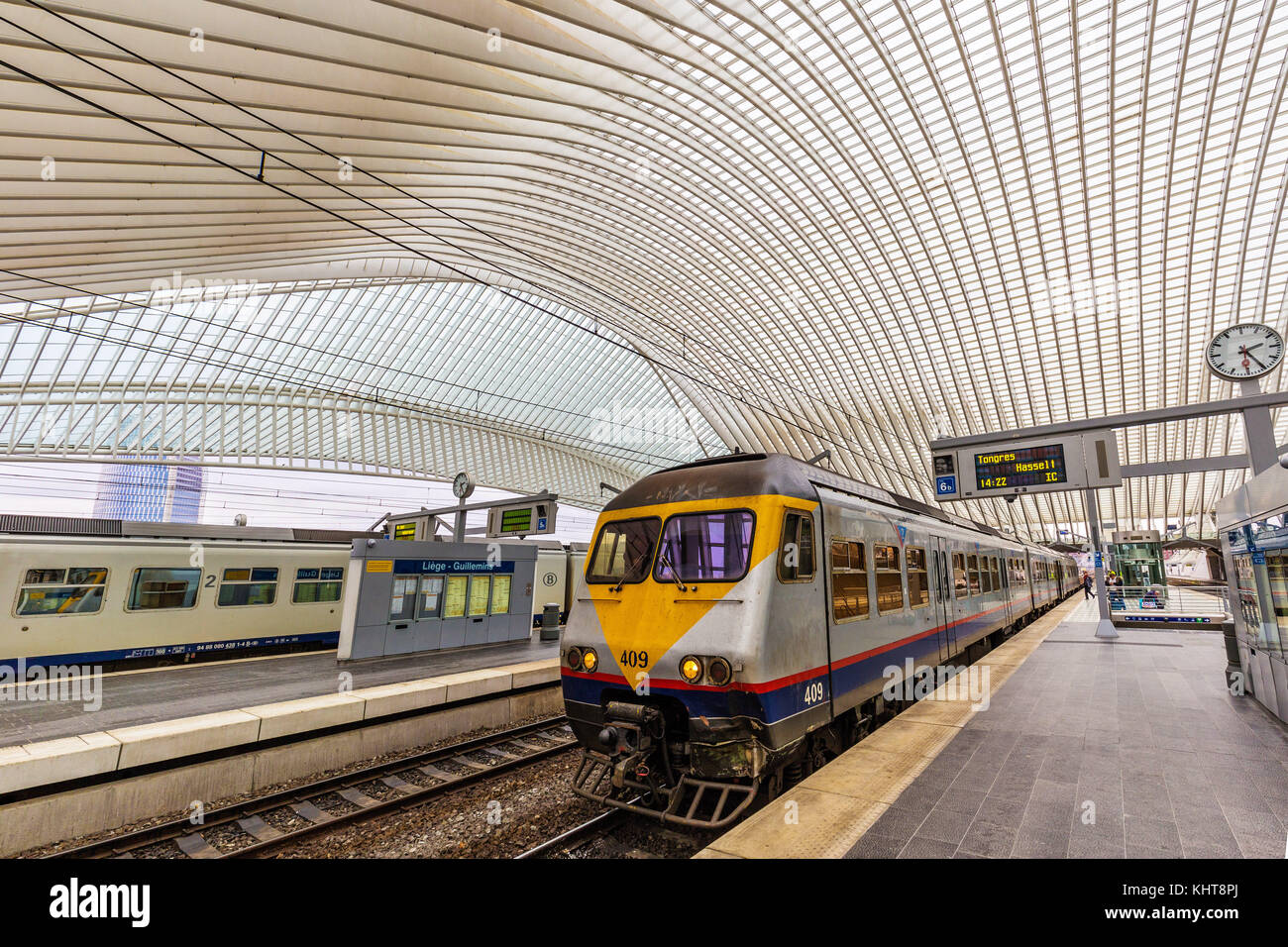LIEGE, BELGIUM - November 2017: Belgian train seen at Liege-Guillemins ...