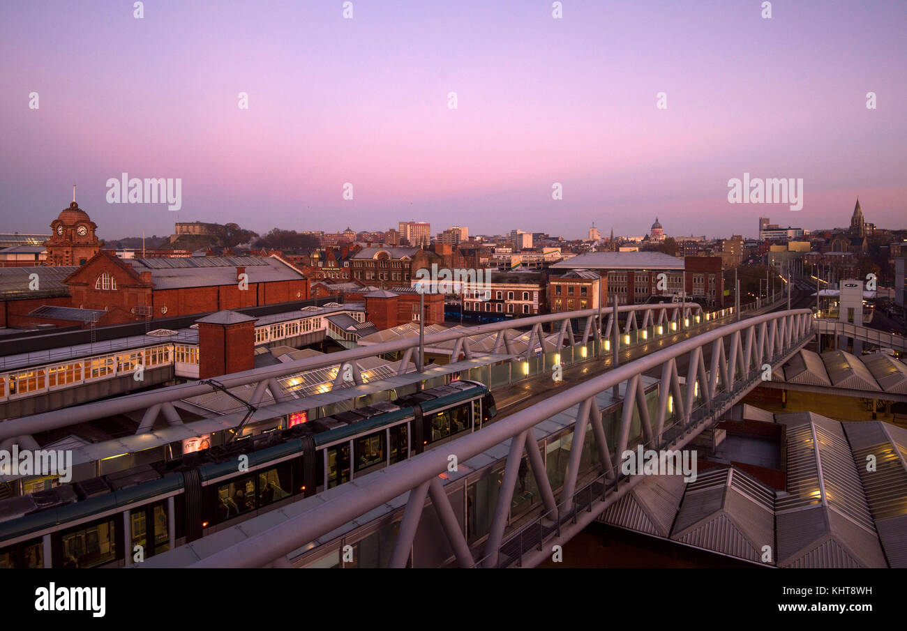 Sunrise over the South Side of Nottingham City, Nottinghamshire England ...