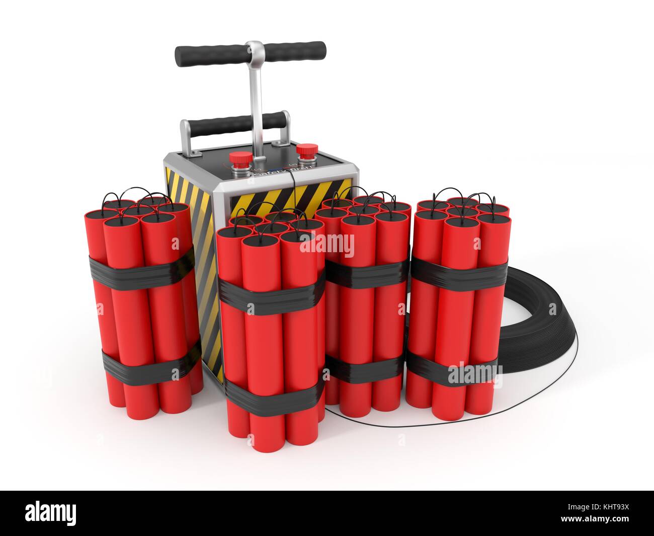 dynamite pack and detenator. isolated on white. 3d illustration Stock ...