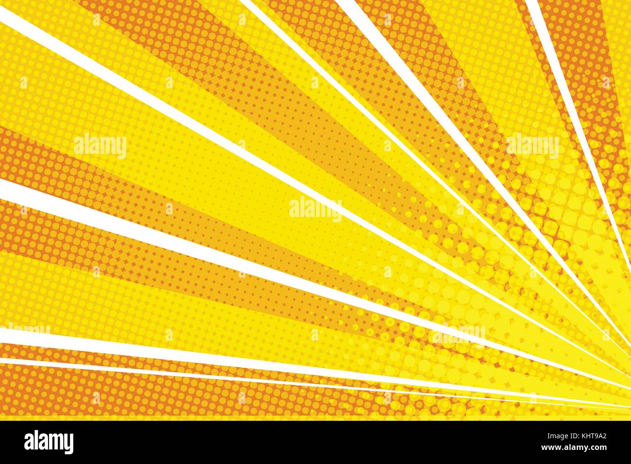 yellow orange pop art rays sunrise. retro vector illustration Stock ...
