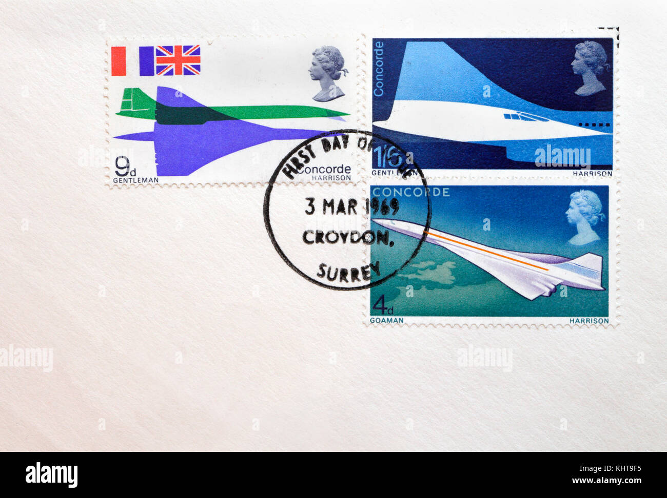 1969, British postage stamps to commemorate the first flight of ...