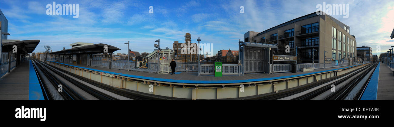 A 180º view of the Irving Park Road L platform off the Brown Line on ...