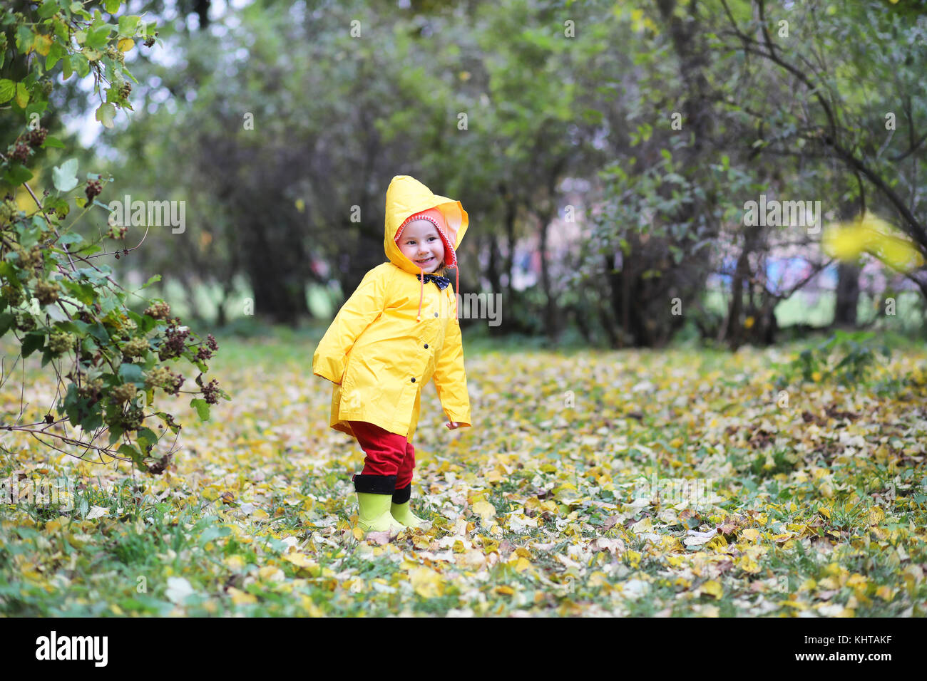 Children in the autumn park walk Stock Photo - Alamy