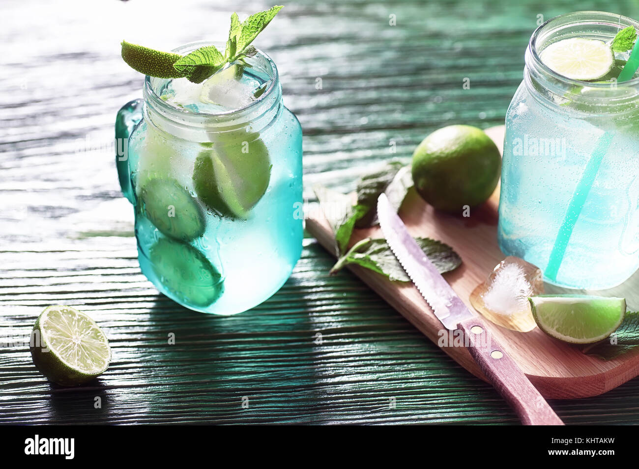 Lemonade from lime and mint Stock Photo - Alamy