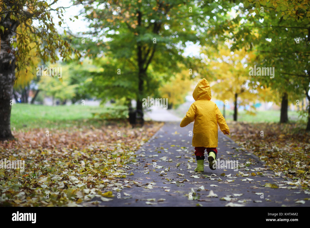 Children in the autumn park walk Stock Photo - Alamy