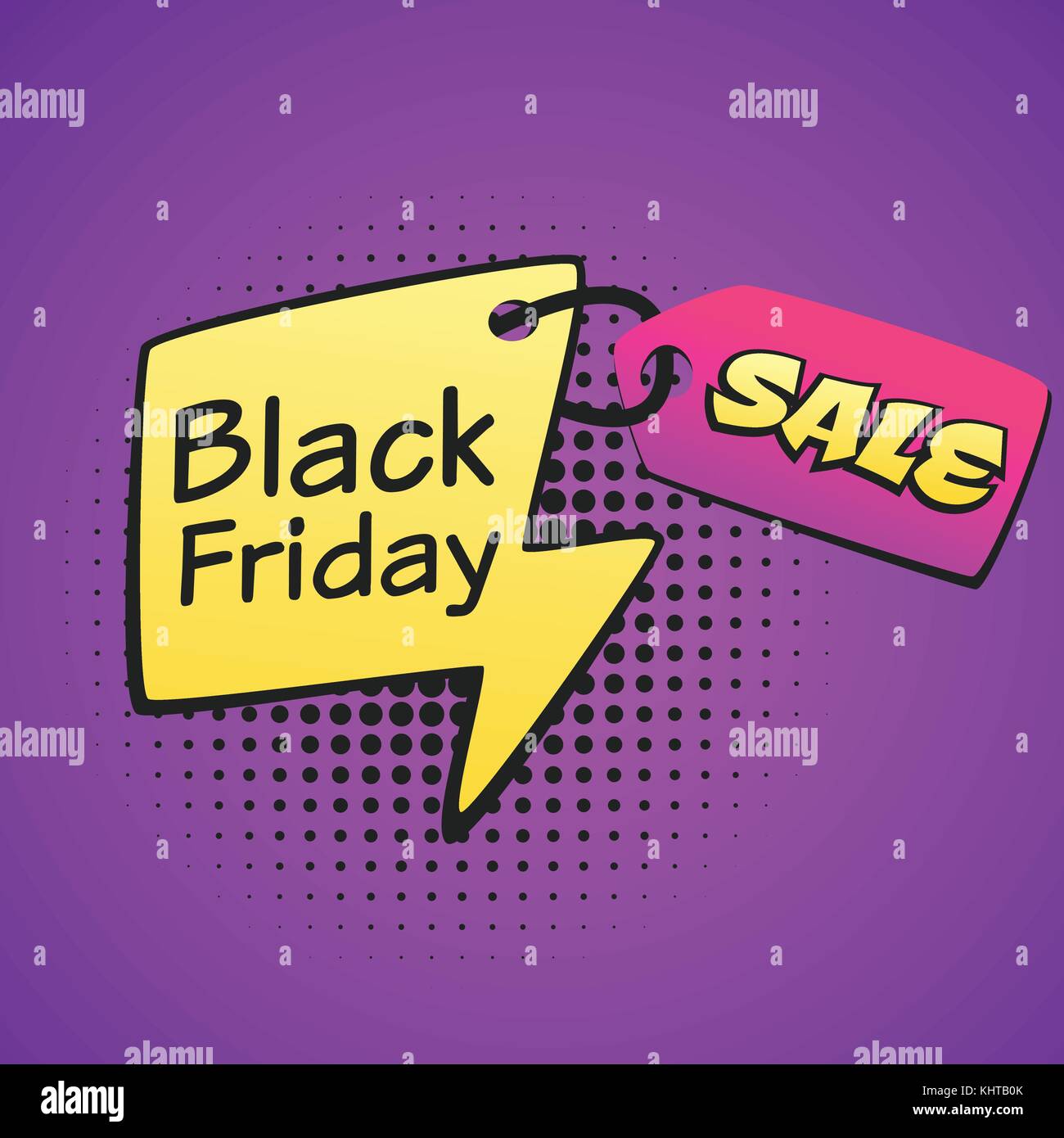Vector hand drawn pop art illustration of black friday banner with ...
