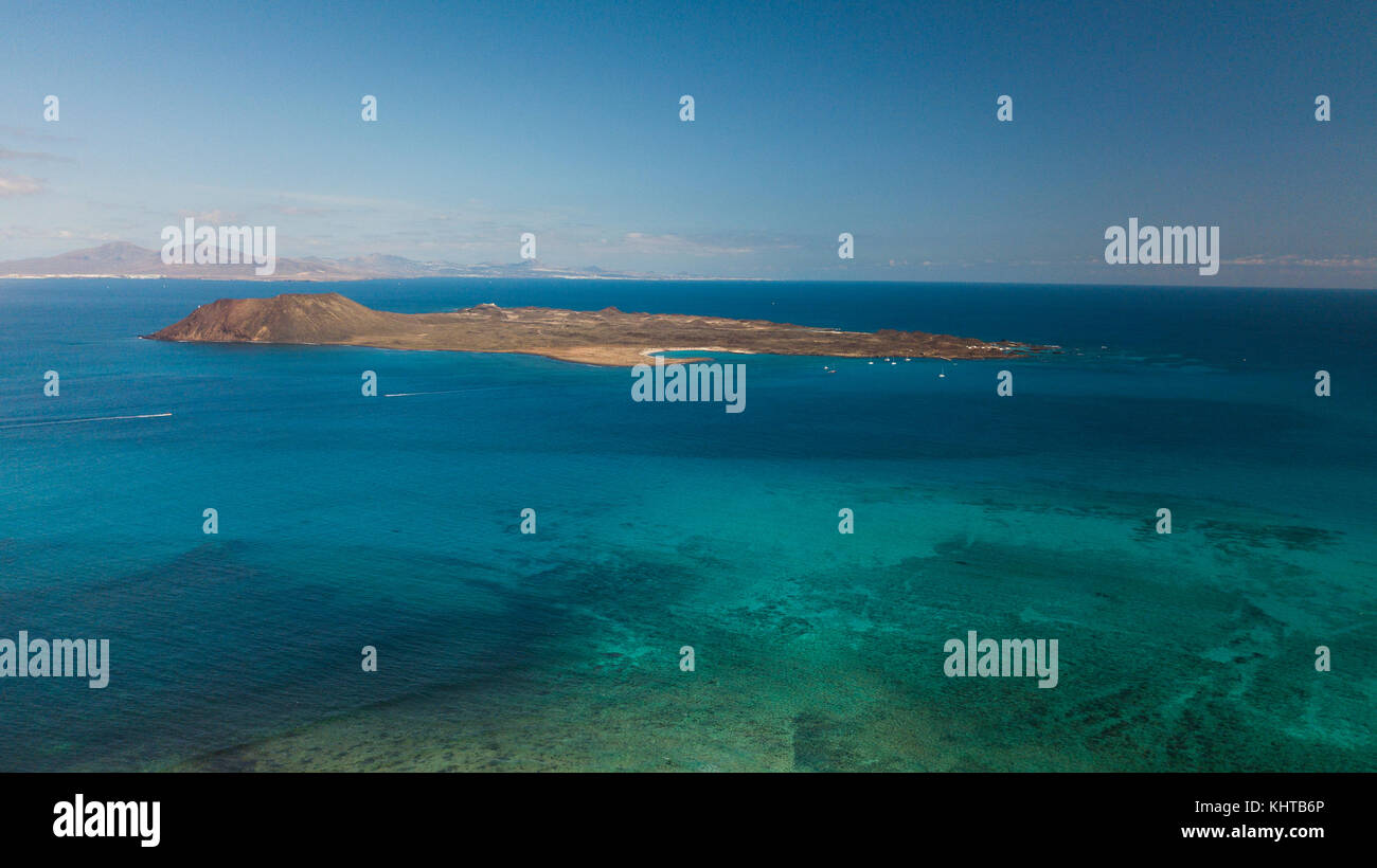 aerial view of lobos island, fuerteventura, canary islands Stock Photo ...