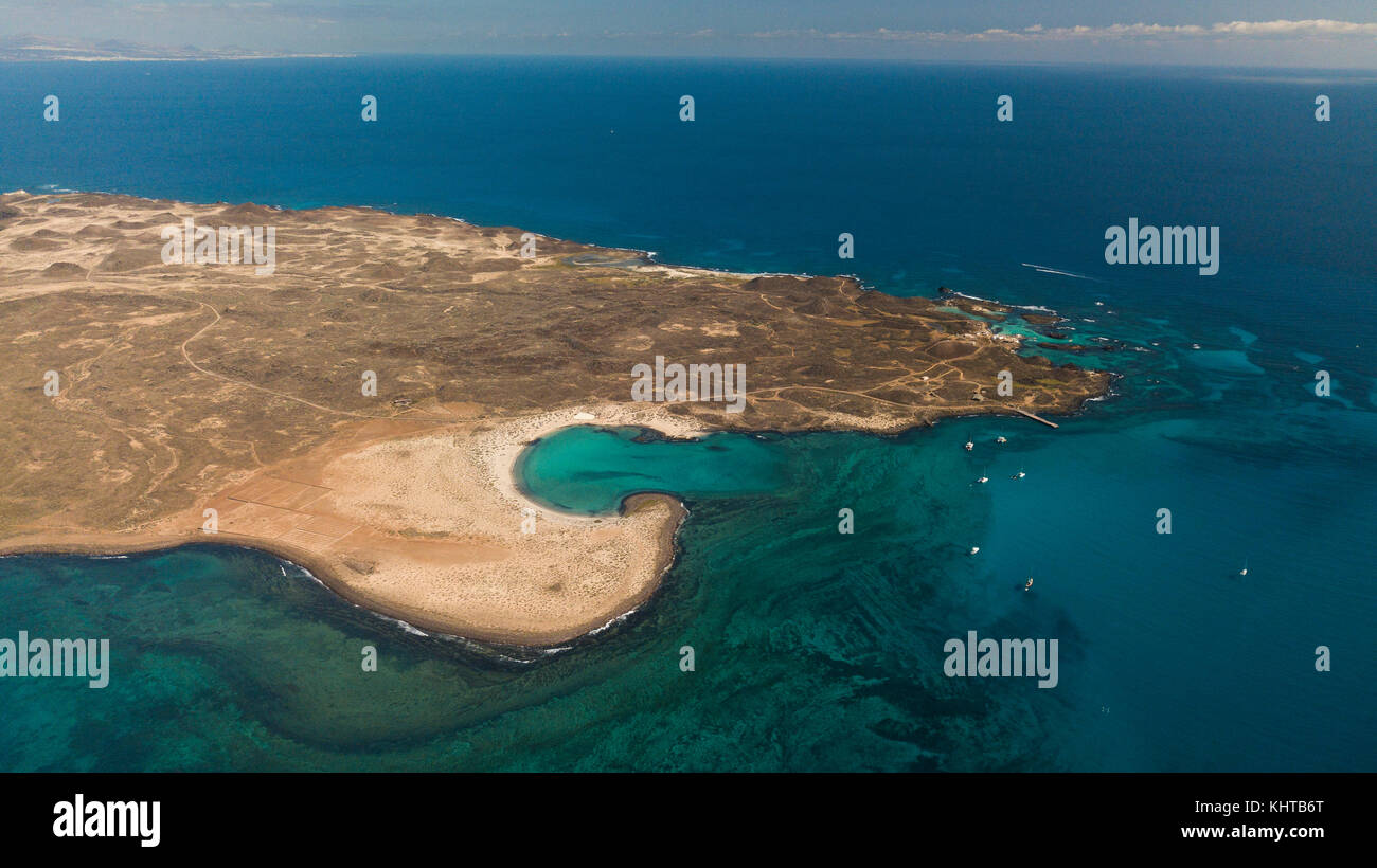 aerial view of lobos island, fuerteventura, canary islands Stock Photo ...