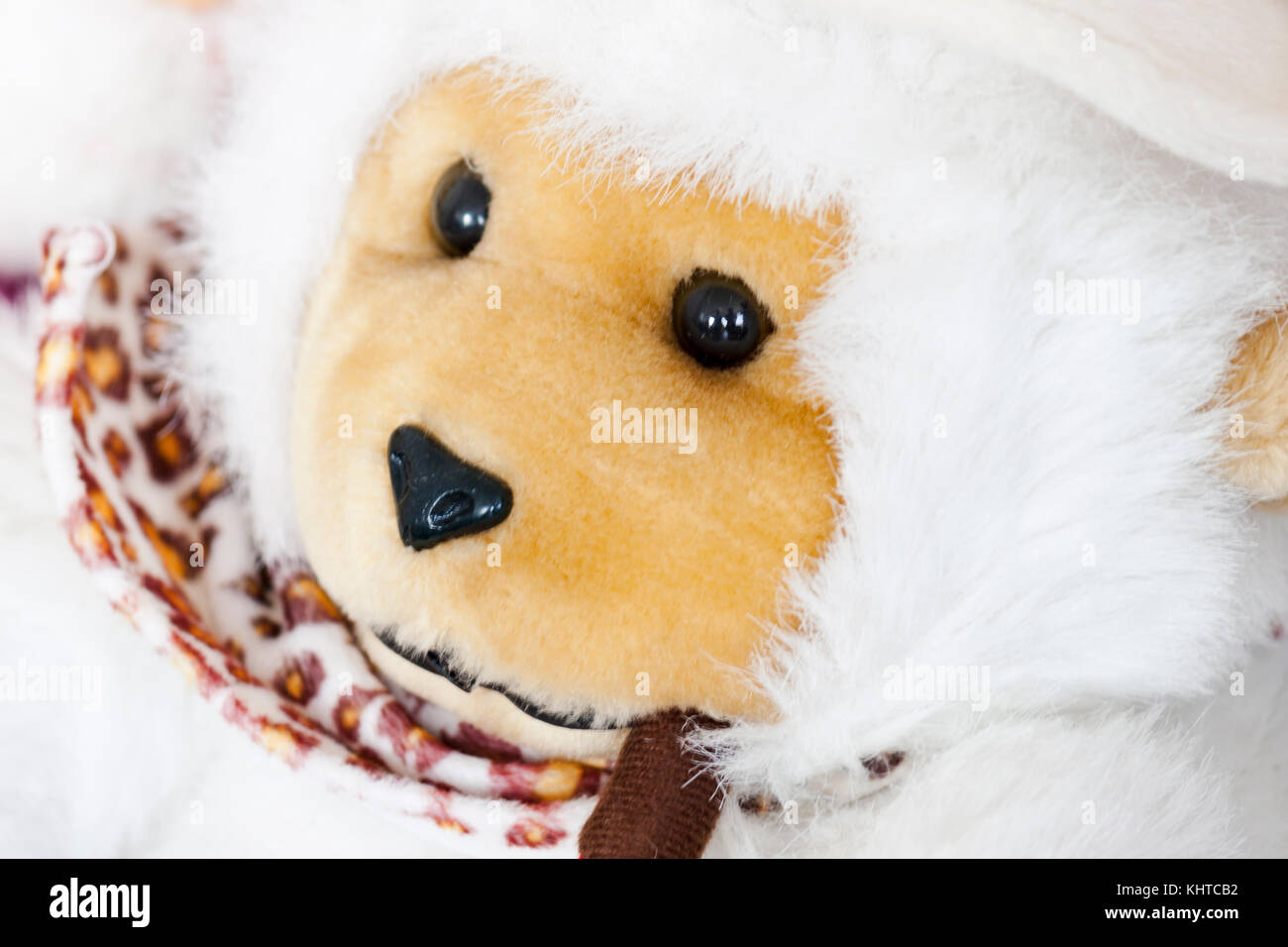 Sweet white monkey peluche portrait Stock Photo - Alamy