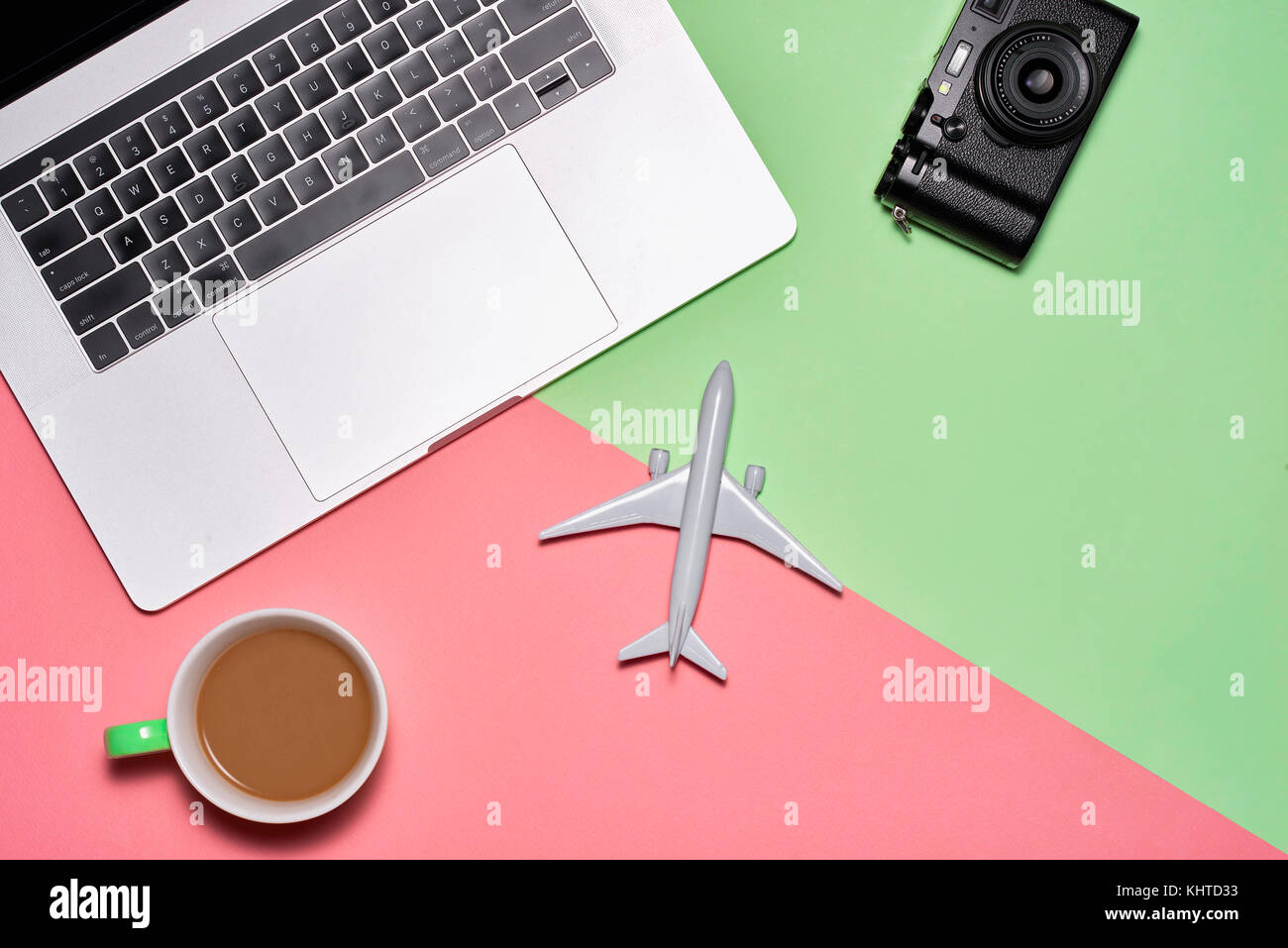 Different objects for traveling on white background. Top view Stock ...