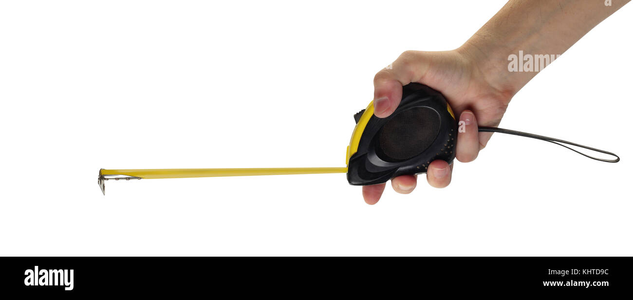Objects hands action - Self-retracting metal tape measure worker hand ...