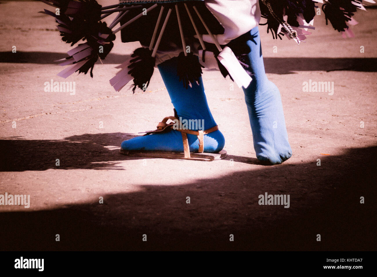 Detail of the feet of a matachin traditional mexican religious dancer ...