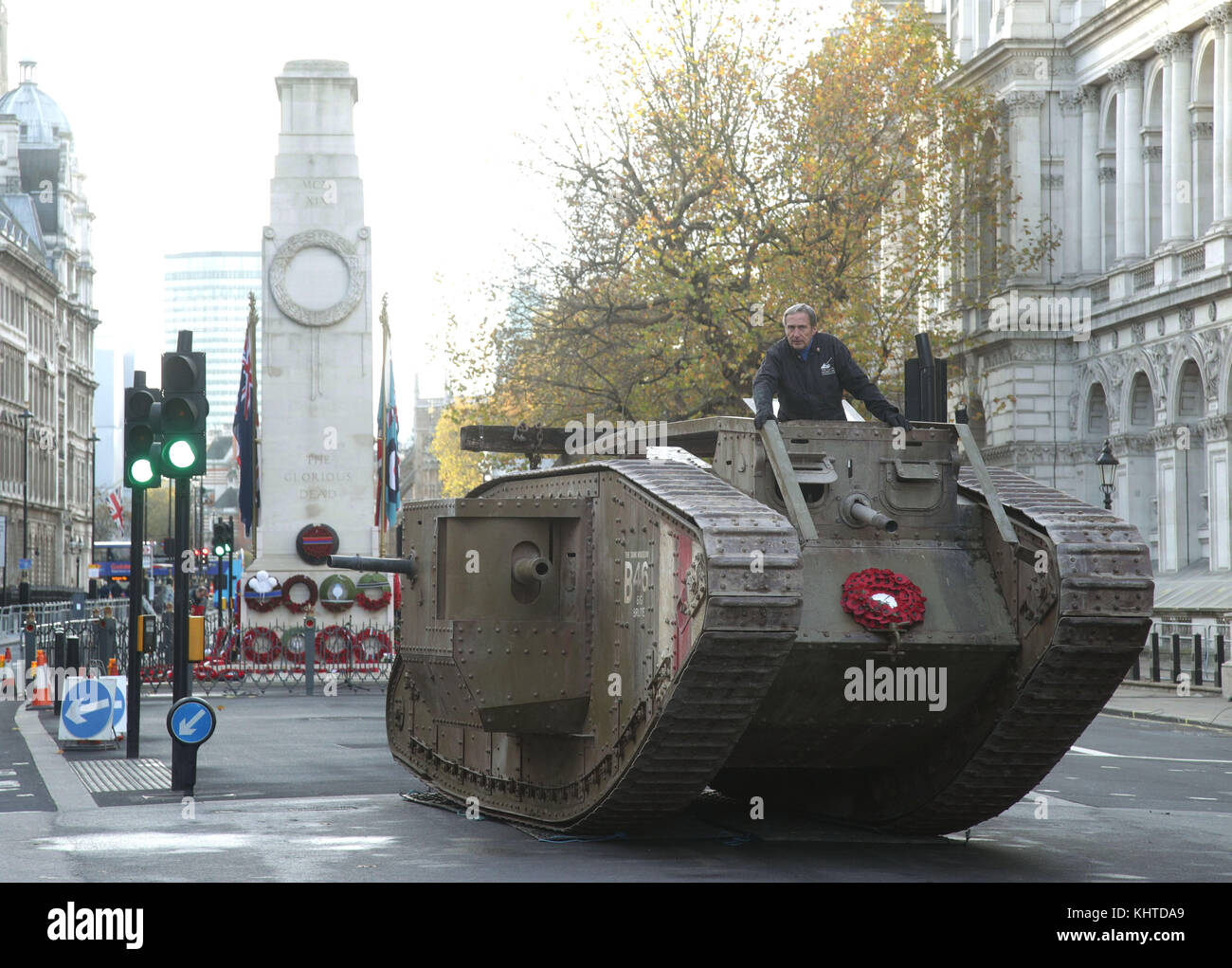 Tank driver Chris Fielder, a technician from The Tank Museum, in ...