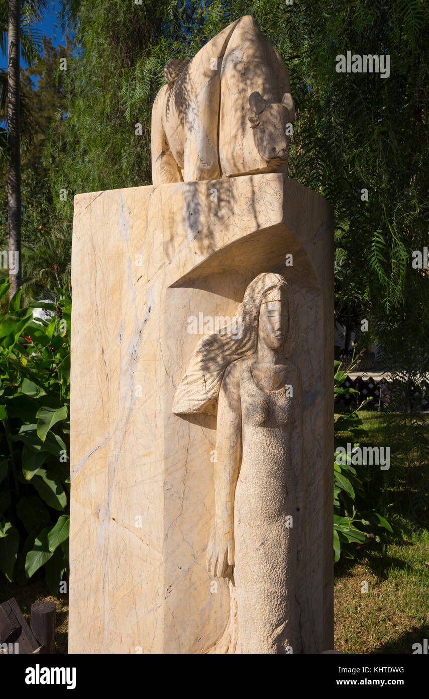 Macael marble sculptures in El Majuelo Park, Almunecar, Spain Stock ...