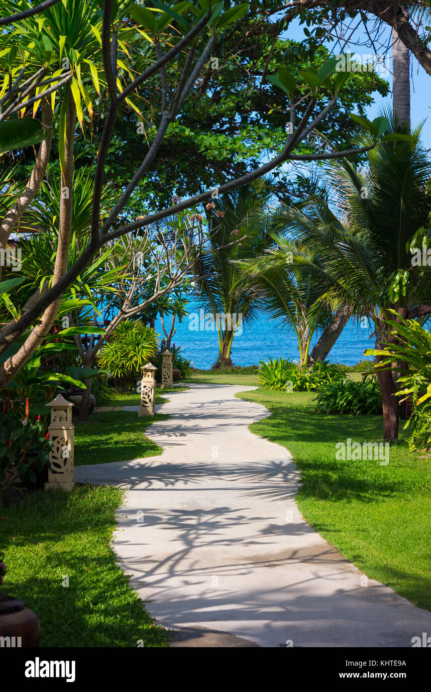 Tropical resort path to the sea Stock Photo - Alamy