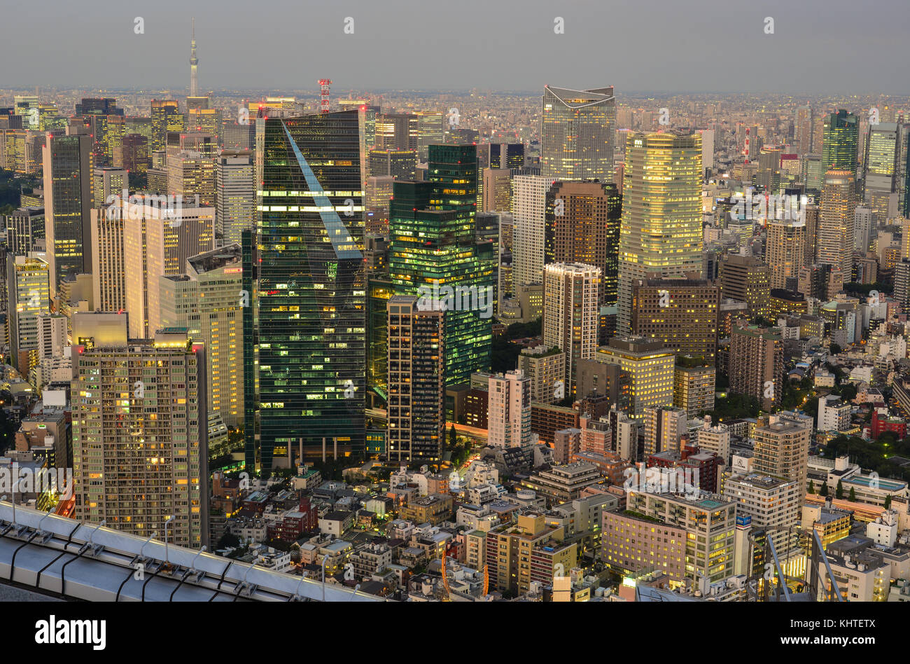 Tokyo, Japan - Sep 29, 2017. Finance district at twilight in Tokyo ...