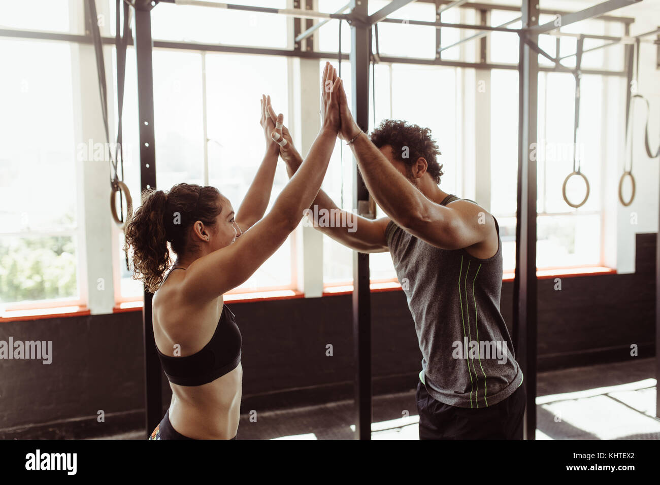Men high five workout fitness hi-res stock photography and images - Alamy
