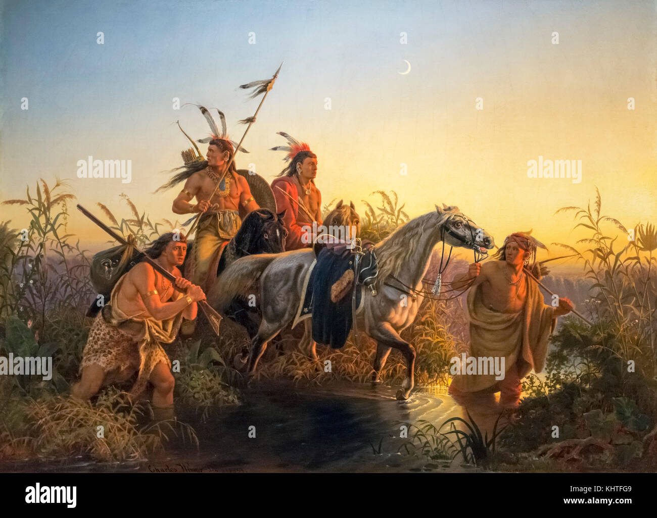 The Captive Charger by Charles Ferdinand Wimar (1828-1862), oil on ...