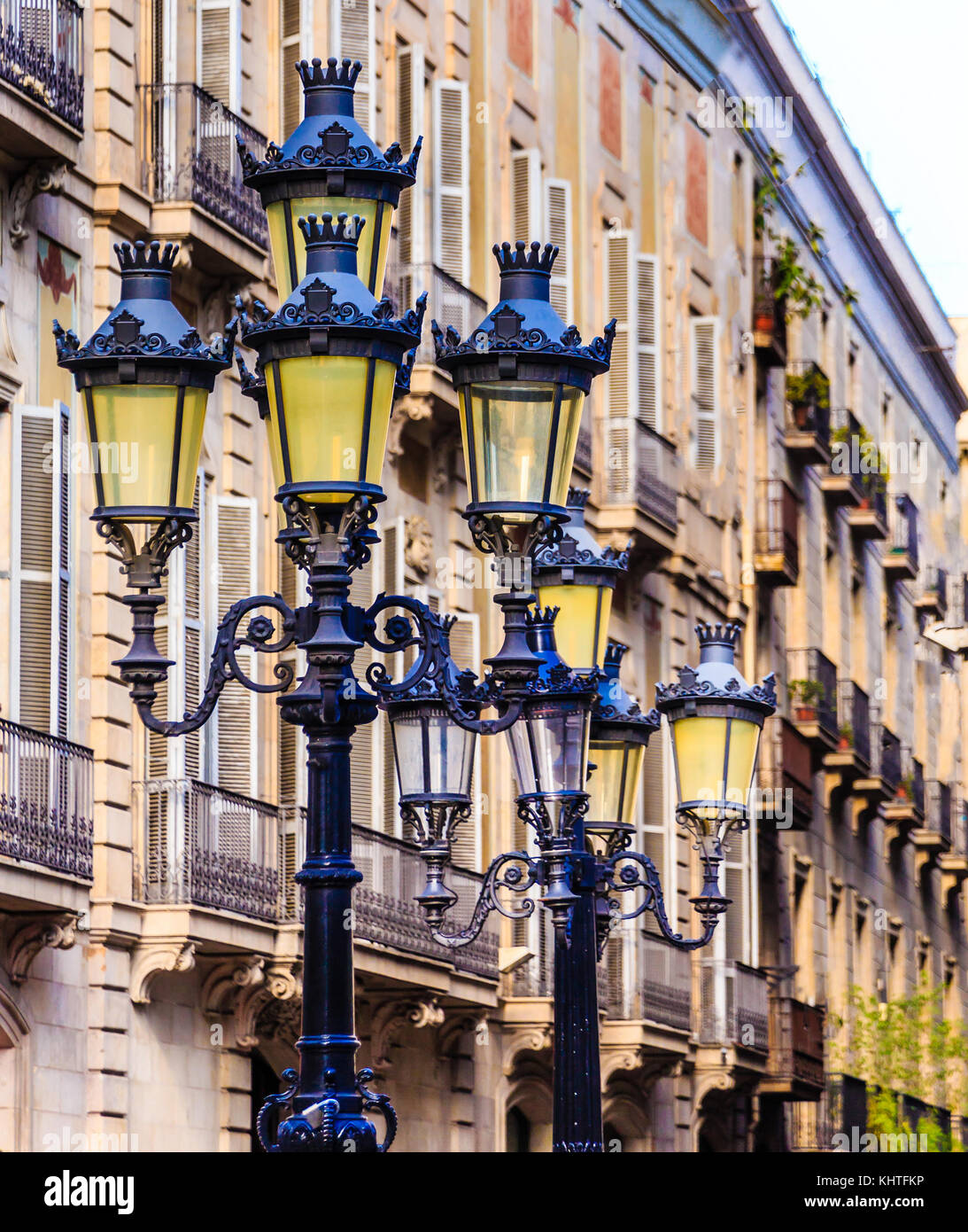 Traditional Lamp Posts on a Spanish Street Stock Photo - Alamy