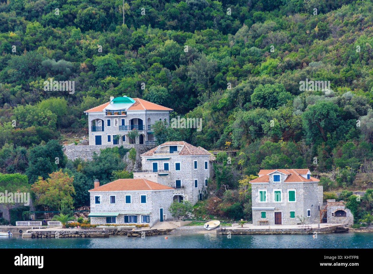 Stone Buildings on Coast of Montenegro near Kotor Stock Photo - Alamy