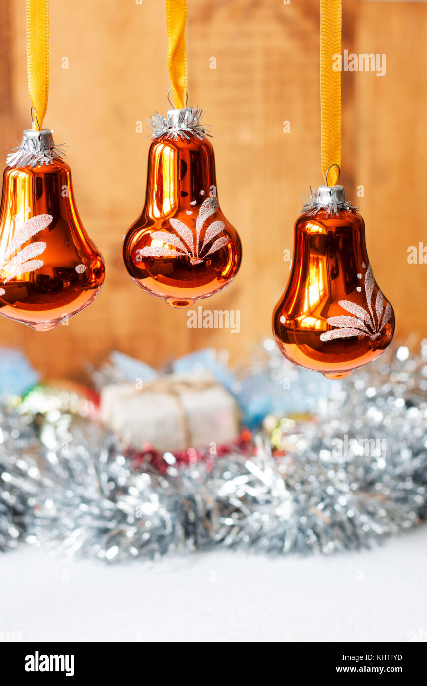 Christmas tree toys - big blue bell with rhinestones, shiny golden ...