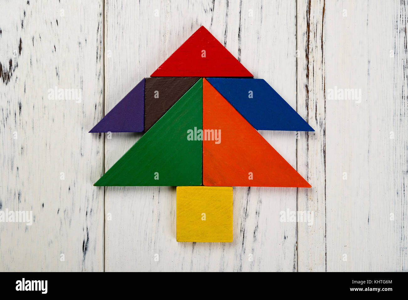 Christmas tree made by wooden tangram Stock Photo - Alamy