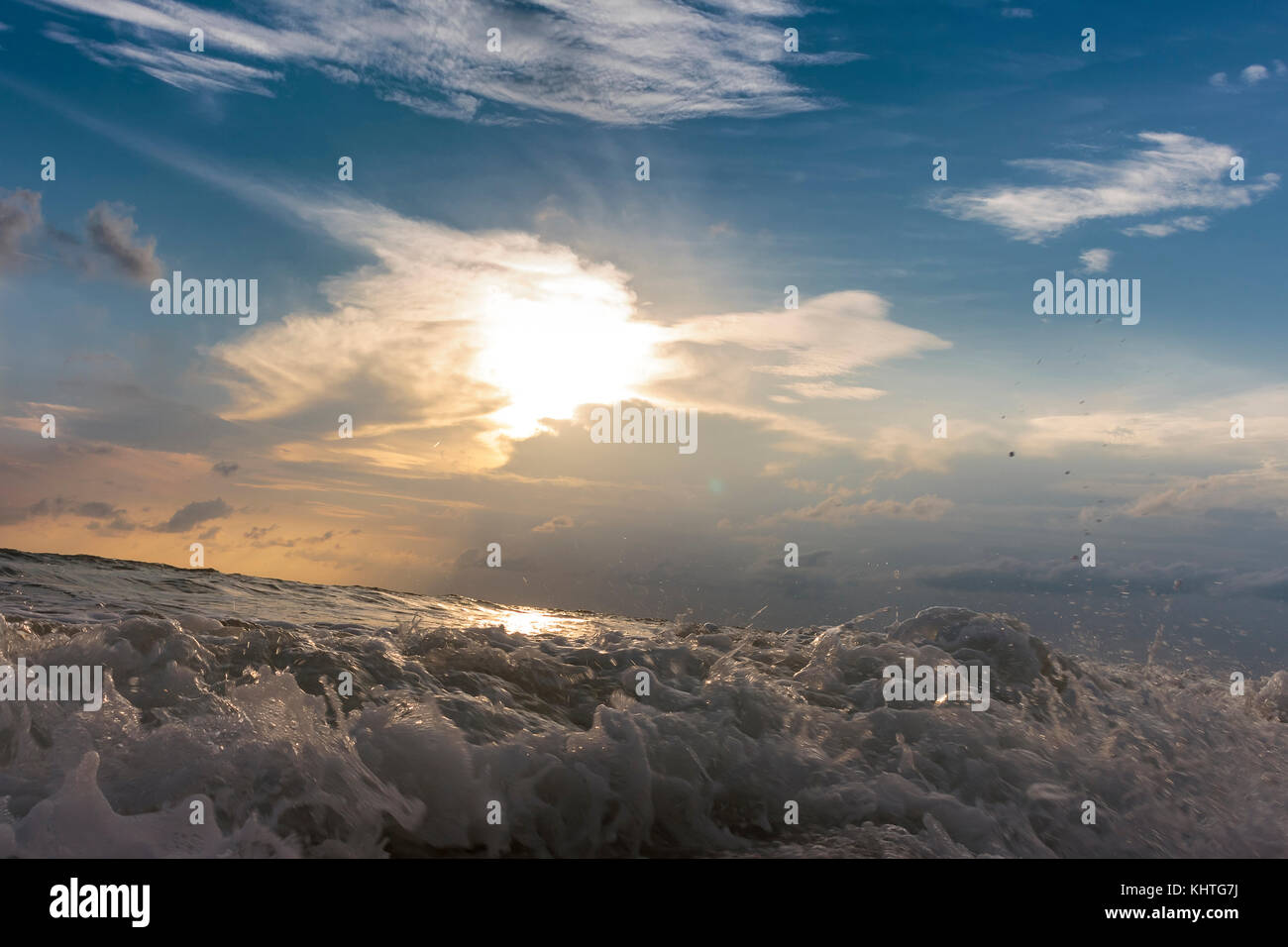 Picture set. High sea waves and morning sky Stock Photo - Alamy