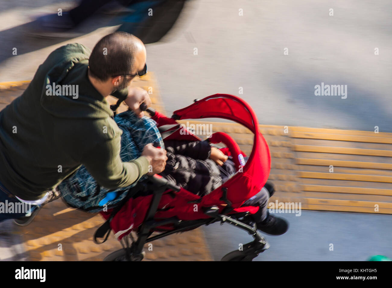father and child on the street Stock Photo - Alamy