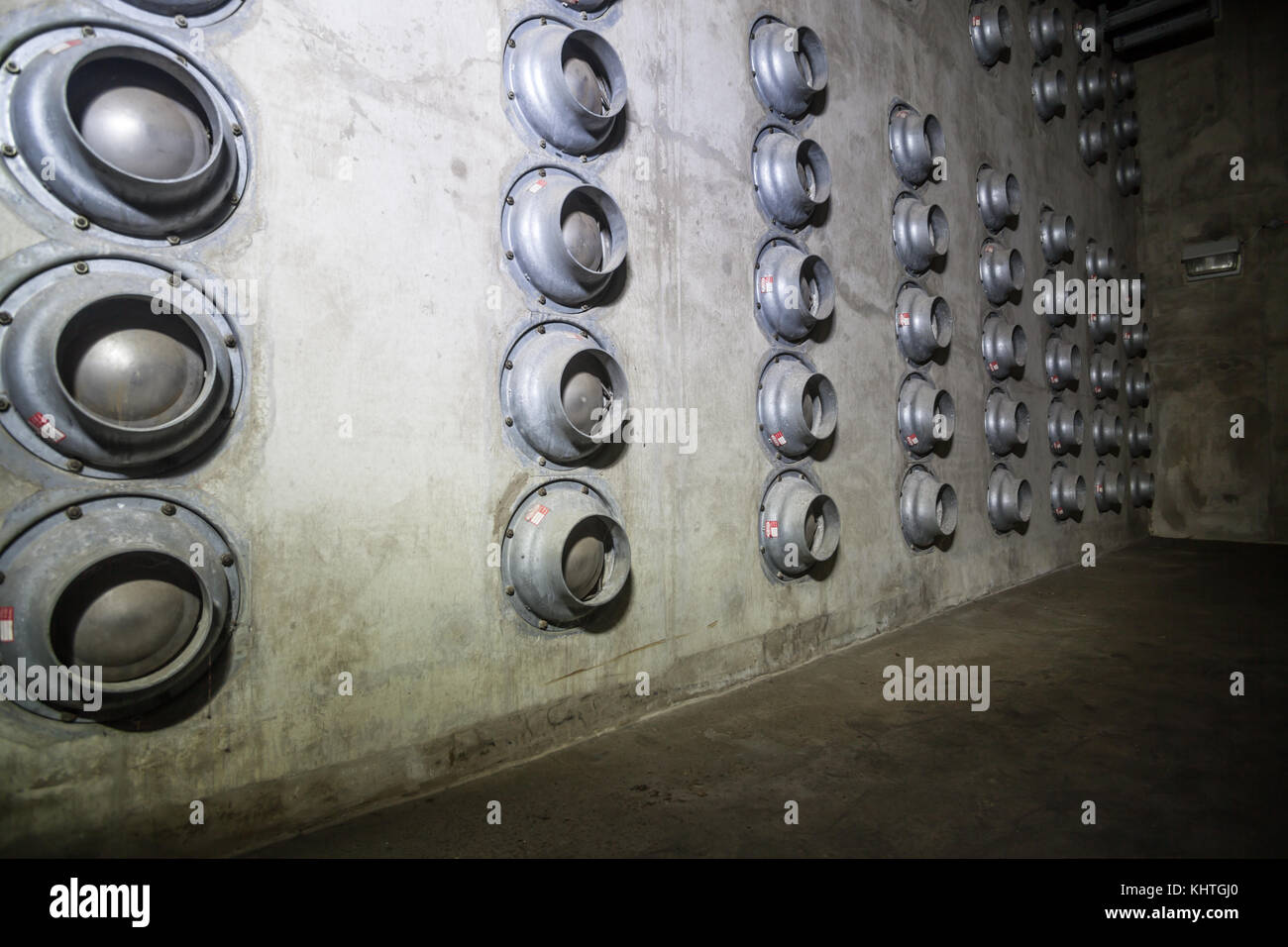 blast Vents in a concrete wall in the underground nuclear bunker Stock ...