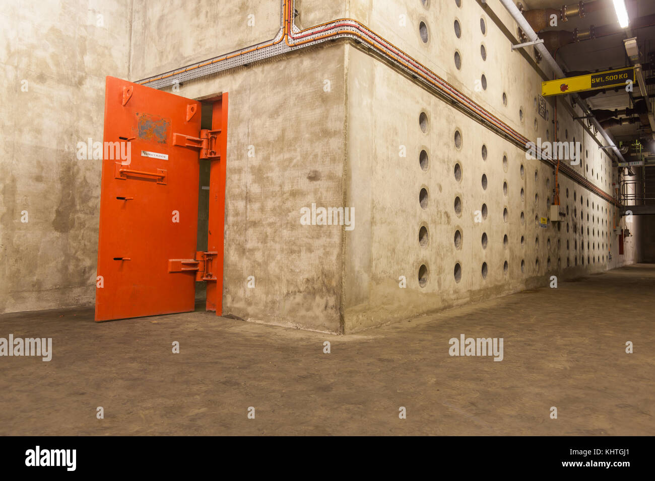 blast Vents in a concrete wall in the underground nuclear bunker Stock ...