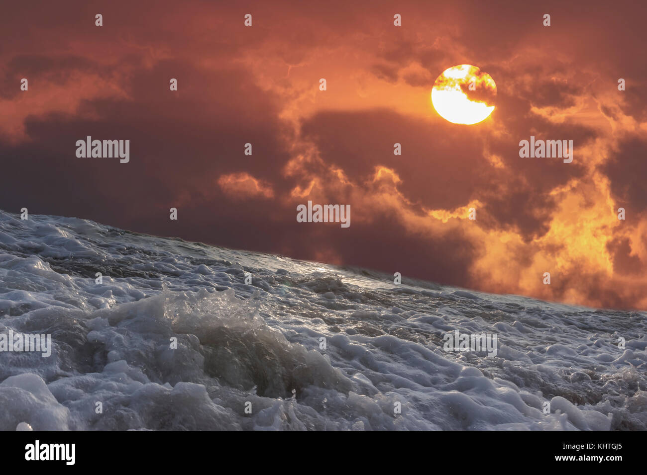 Picture set. High sea waves and morning sky Stock Photo - Alamy