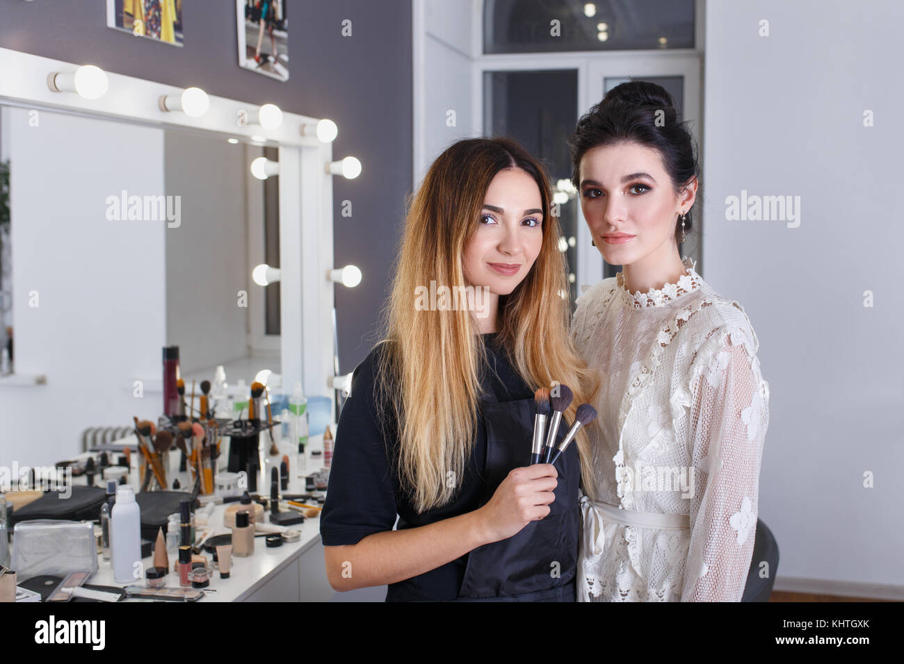happy client and makeup artist Stock Photo - Alamy