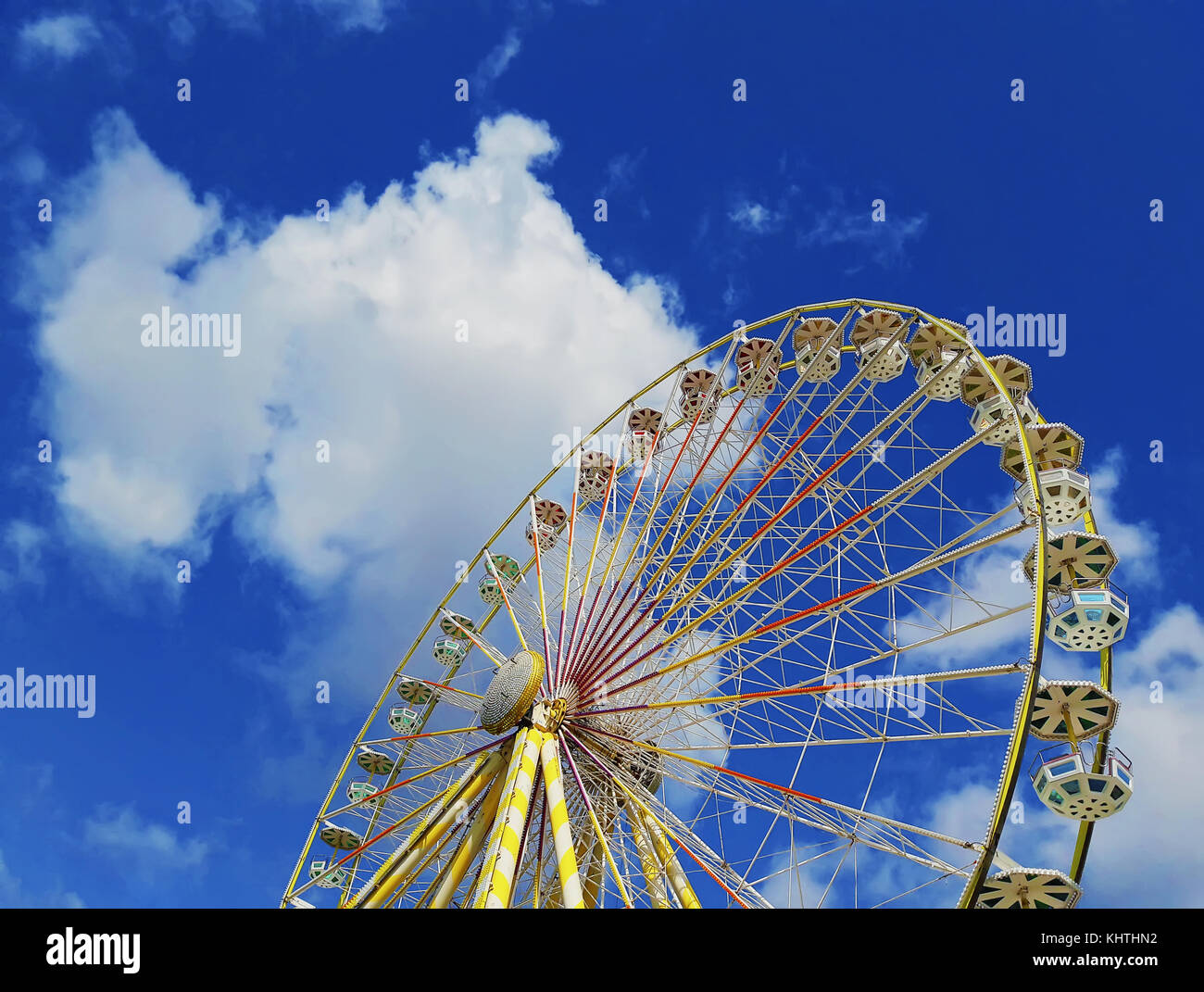 Close up view of the Roue de Paris, the big ferris wheel above a deep ...