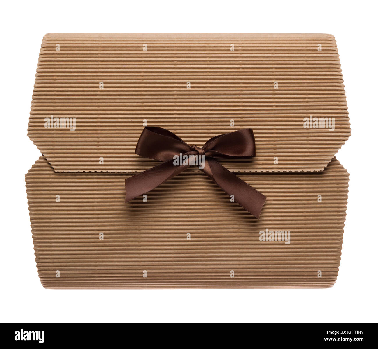 Brown gift box with brown ribbon isolated on white Stock Photo - Alamy
